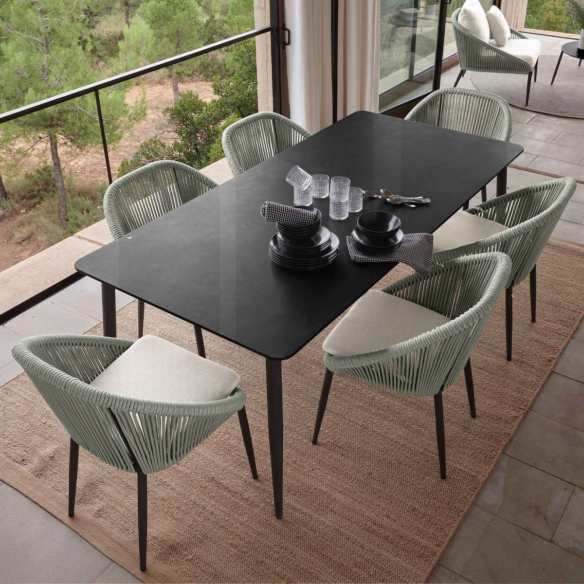Skyline Design Rodona 7-Piece Rectangular Dining Set with Sunbrella Cu ...