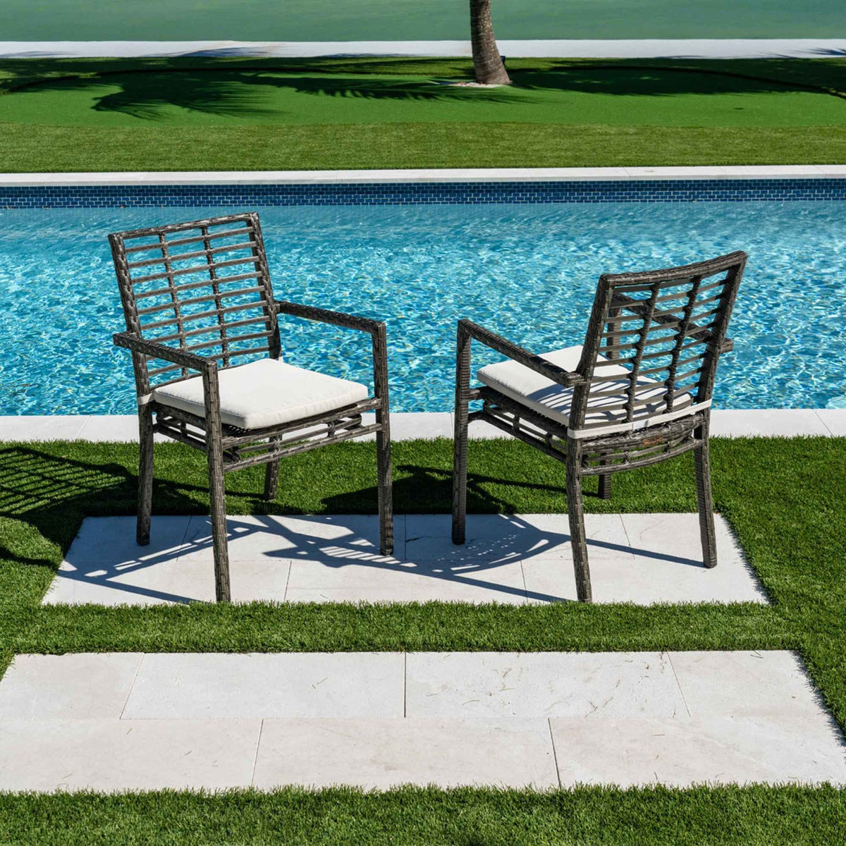 Panama Jack Graphite Set of 2 Stackable Armchairs — Bespoke Patio