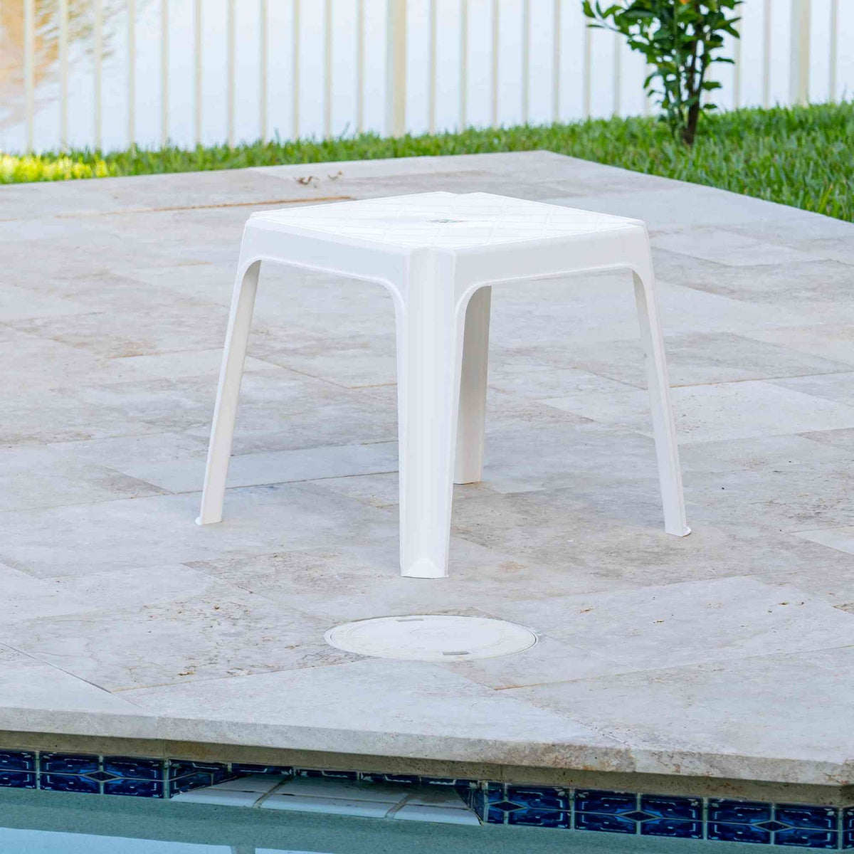Lara Stackable End Table White — Bespoke Patio